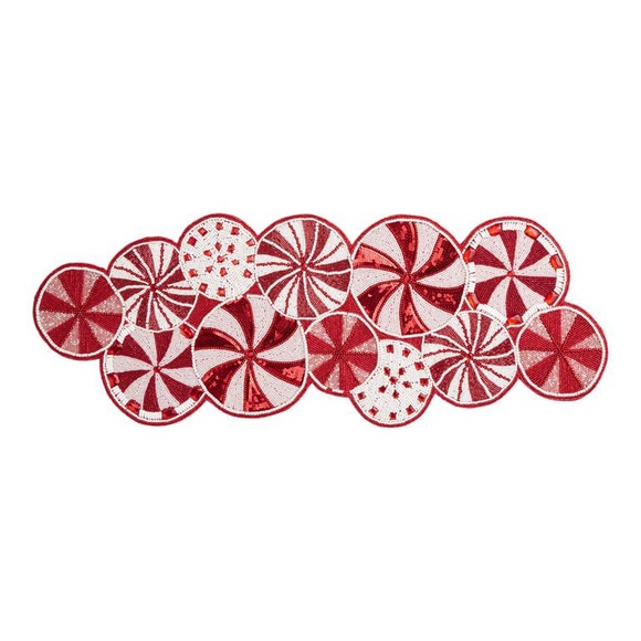 Cost Plus World Market | Holiday | Beaded Peppermint Table Runner Nwt ...